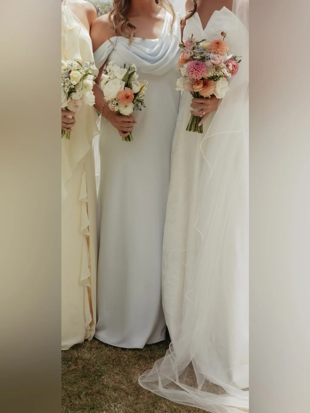 Birdy Grey | Dresses | Birdy Grey Light Blue Satin Oneshoulder Cowl ...